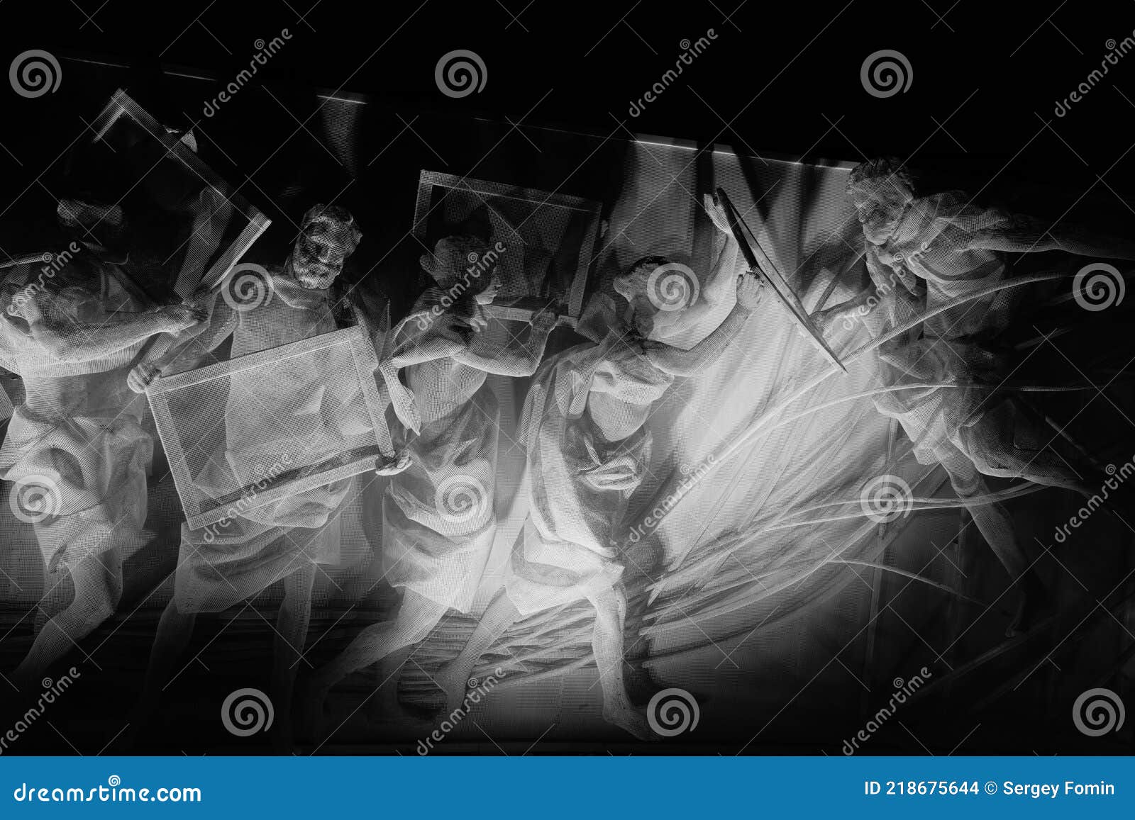 Multi-figure Bas-relief Made of Plastic Mesh `Artificial Environment ...