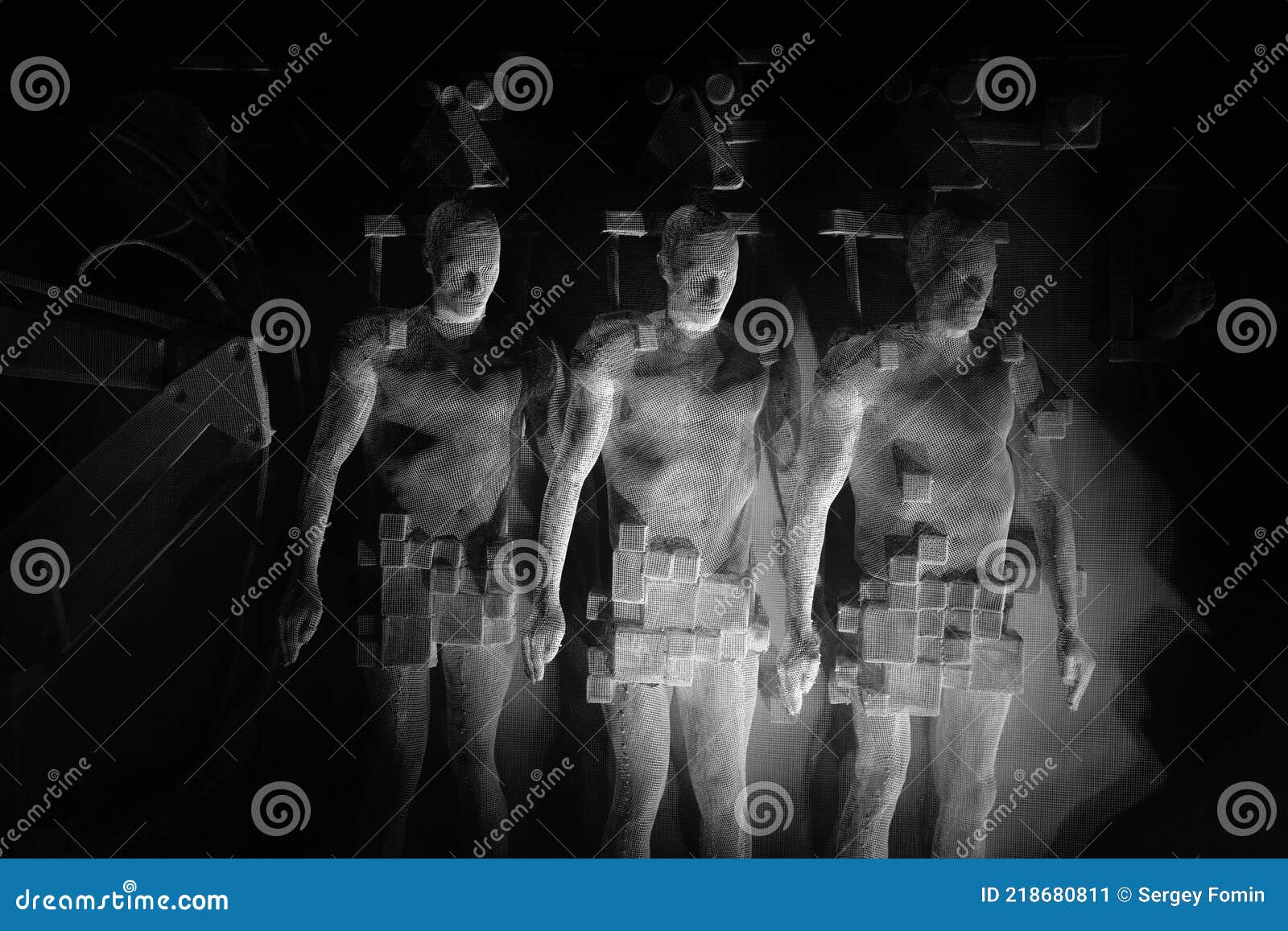 Multi-figure Bas-relief Made of Plastic Mesh `Artificial Environment ...