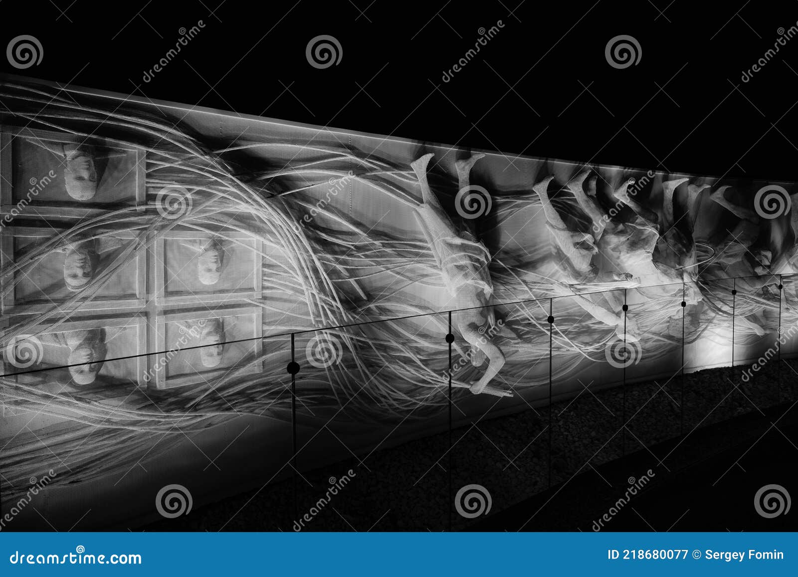 Multi-figure Bas-relief Made of Plastic Mesh `Artificial Environment ...