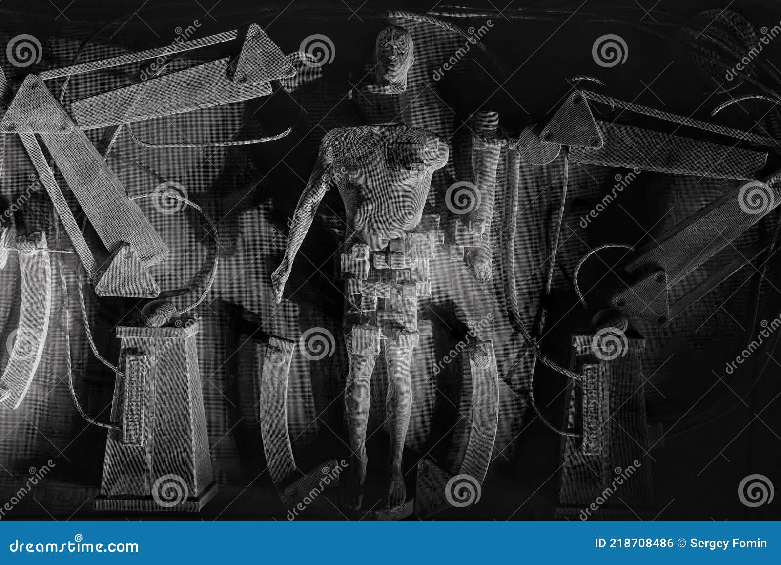 Multi-figure Bas-relief Made of Plastic Mesh `Artificial Environment ...