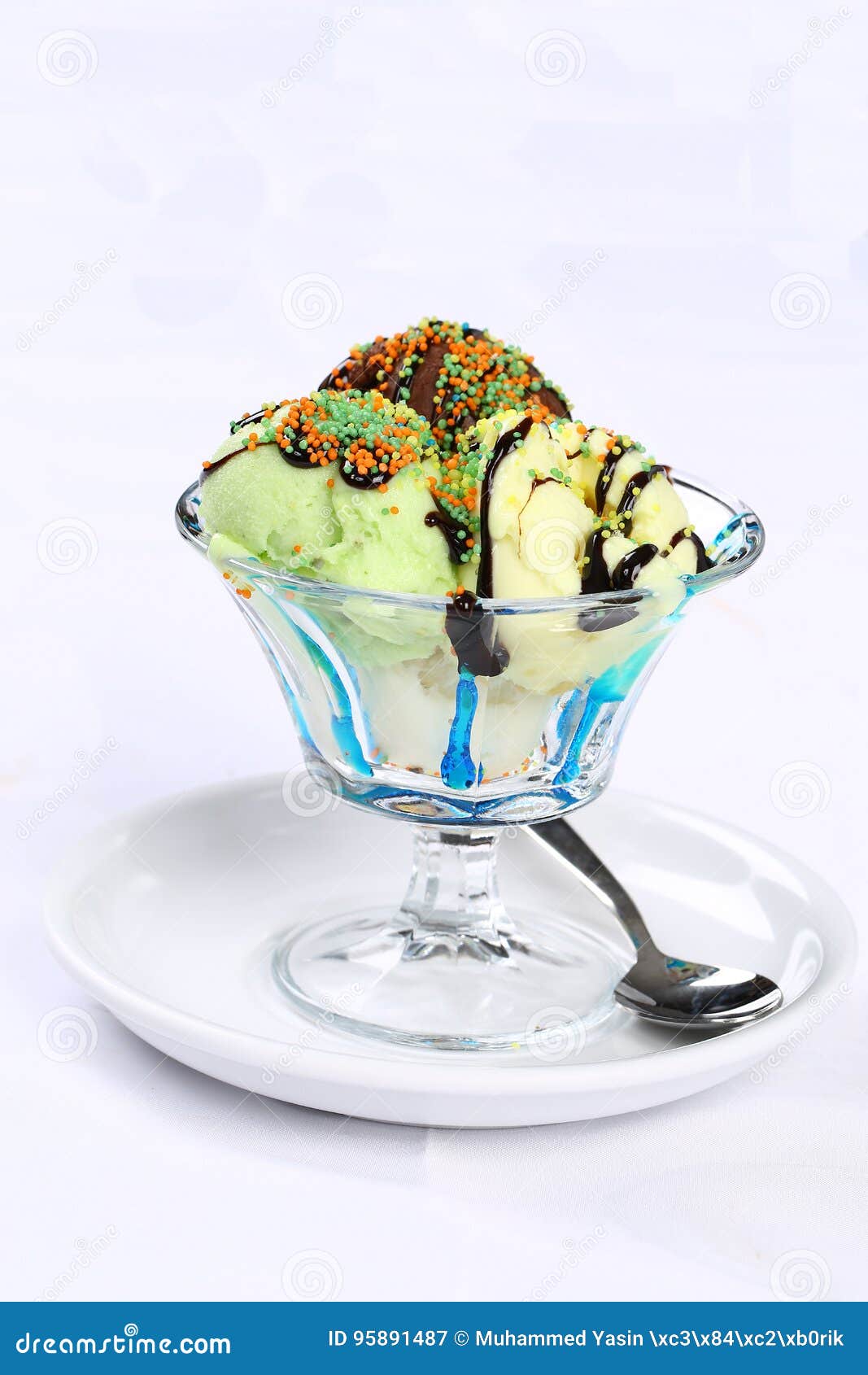 Multi Flavor Ice Cream Glass Stock Image - Image of fattening ...