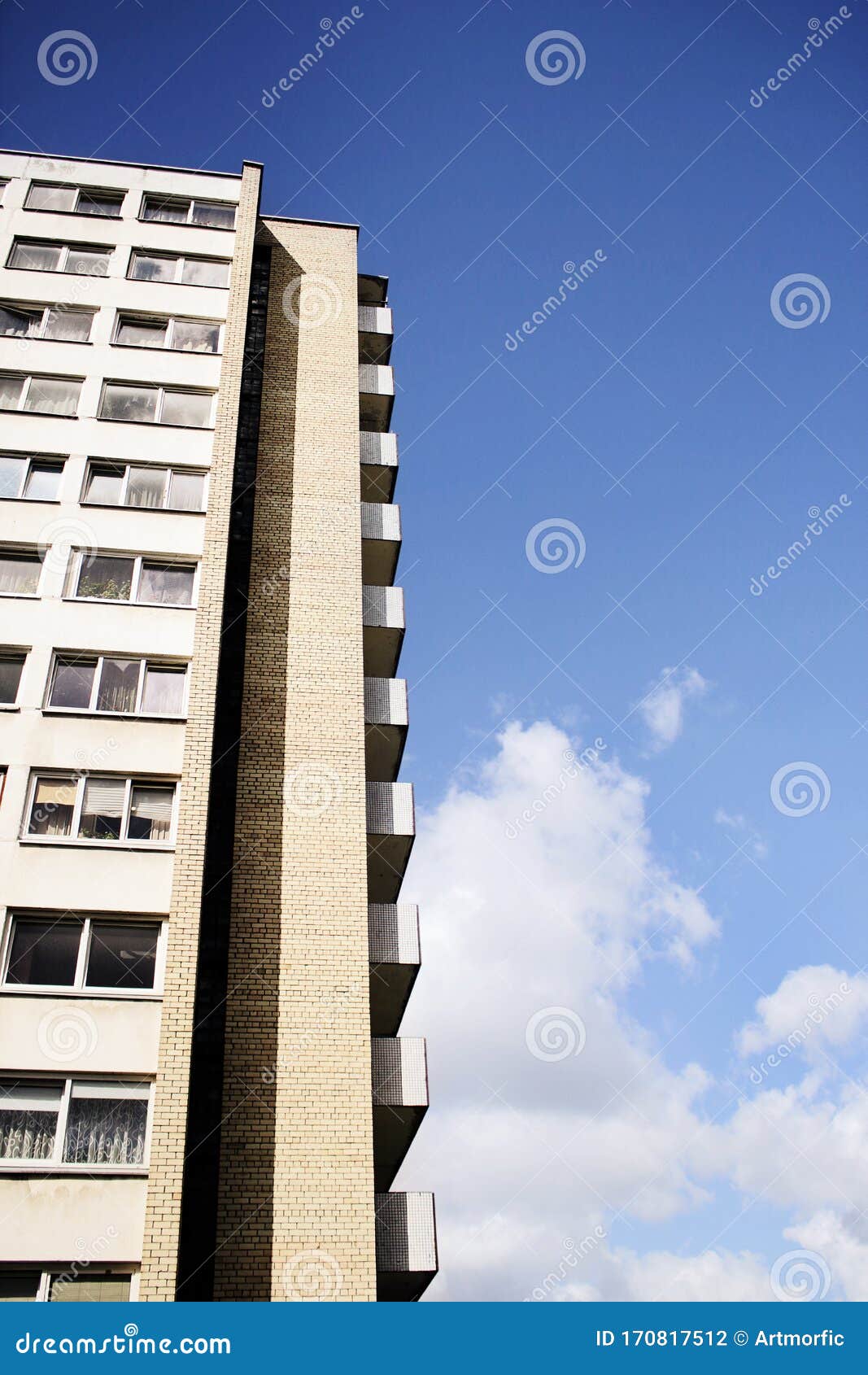 Multi Floor Old Soviet Union Architecture Building on Blue Sky ...