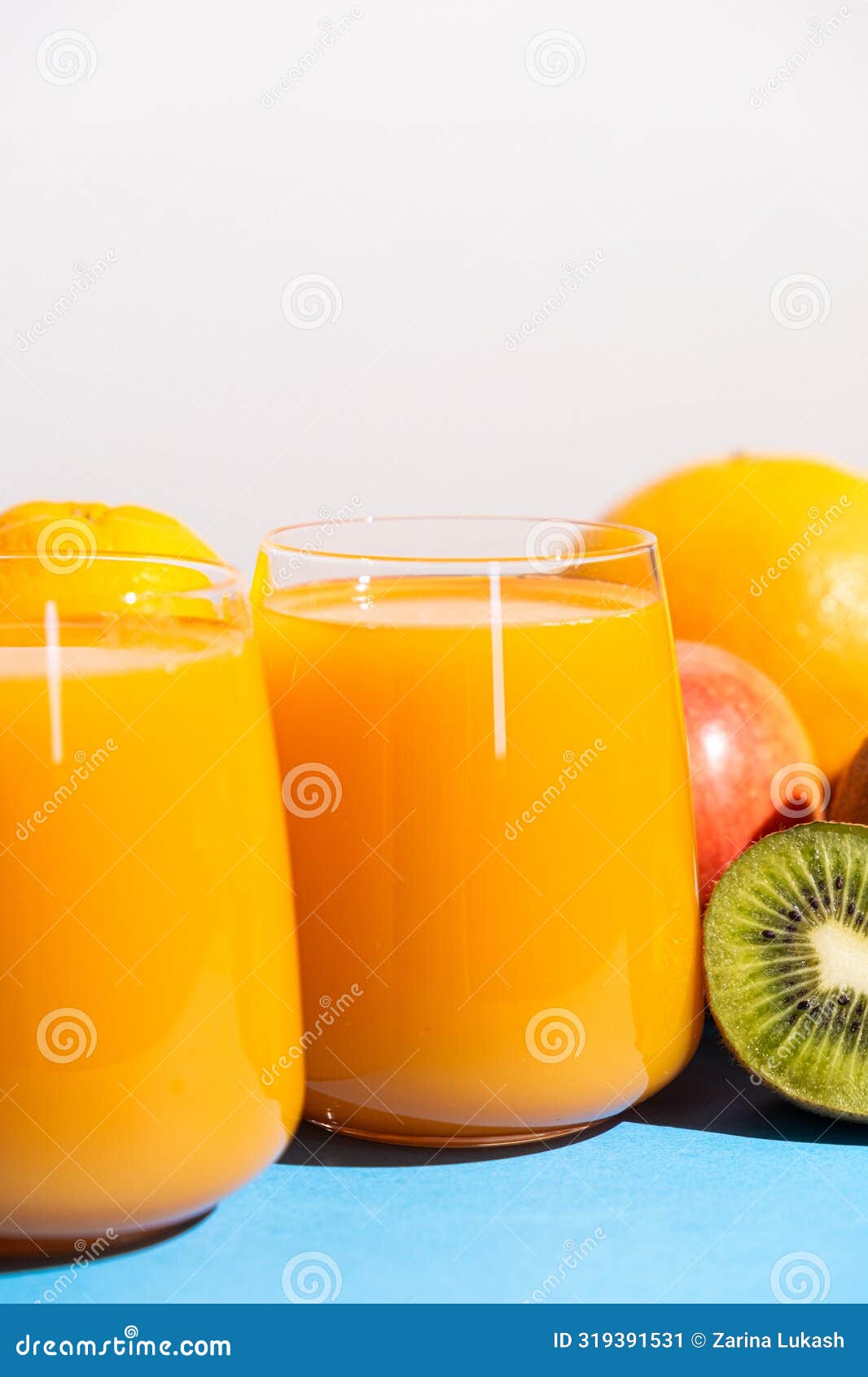 Multi-fruit Juices in Glasses among Fresh Fruits. Stock Image - Image ...