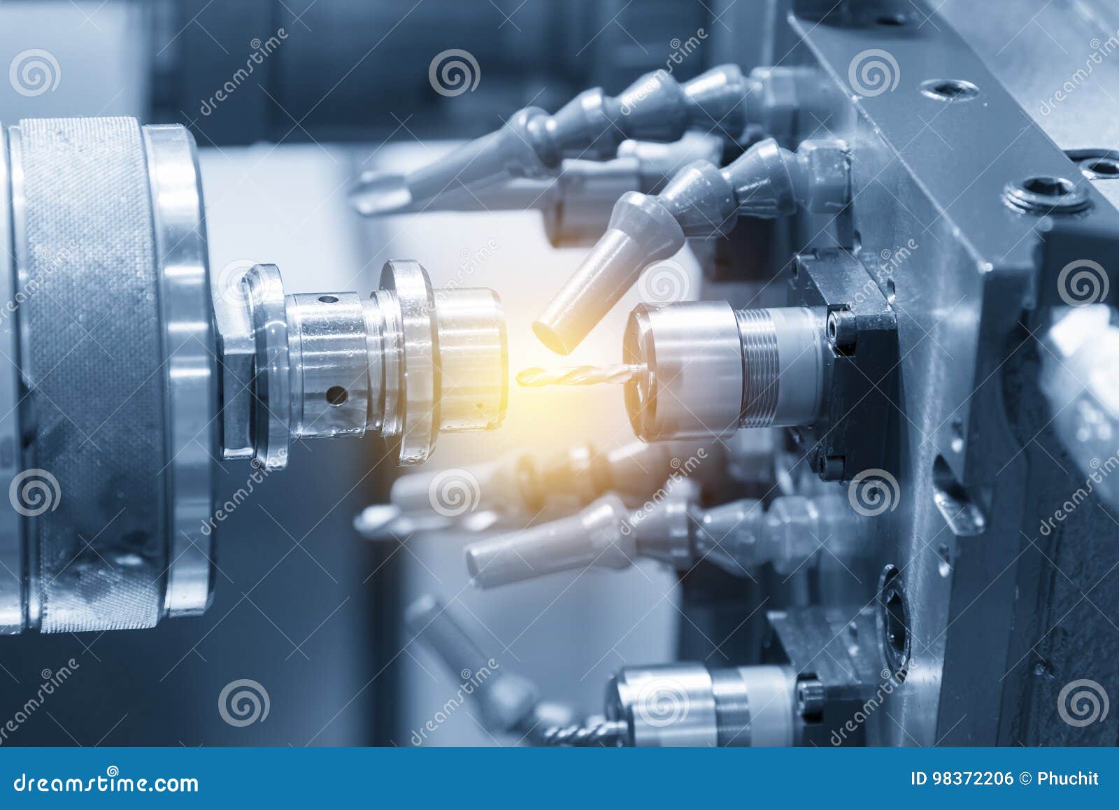 The Multi Function CNC Lathe Machine Stock Photo - Image of aluminum ...