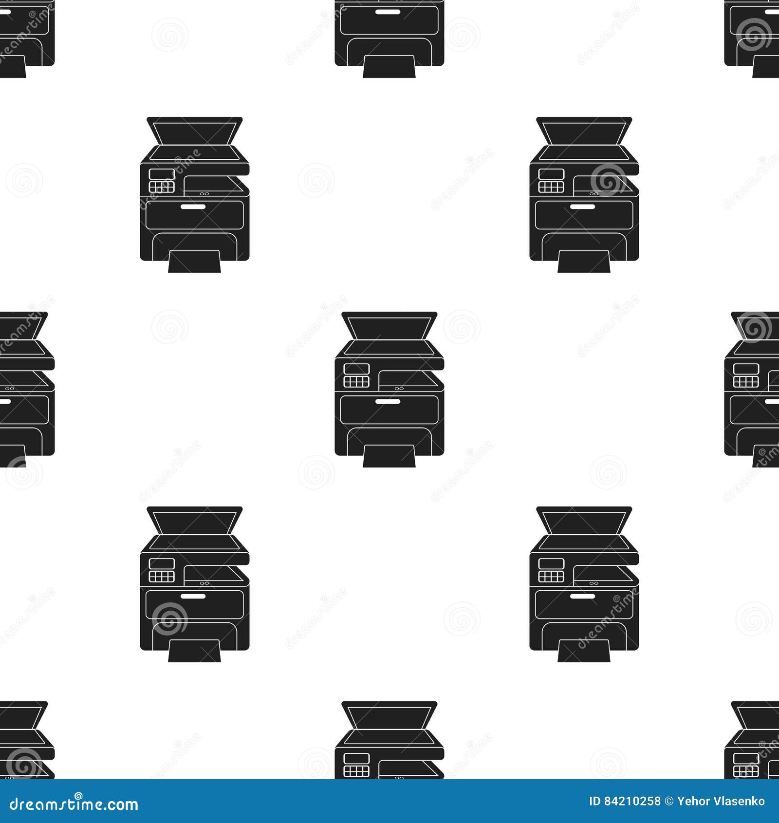 Multi-function Printer in Black Style Isolated on White Background ...