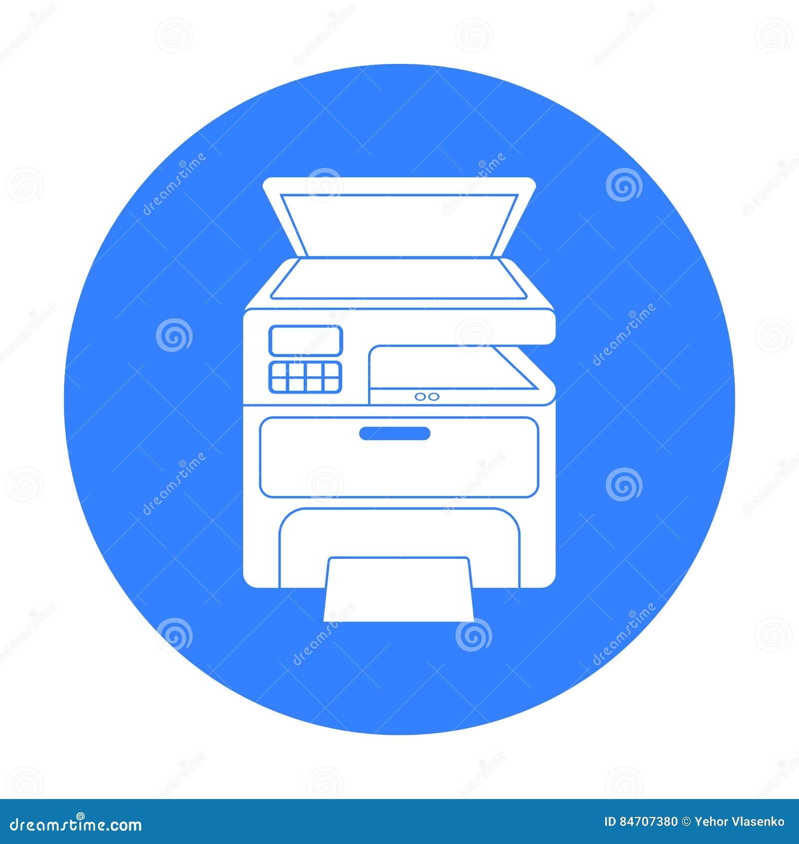 Multi-function Printer in Black Style Isolated on White Background ...