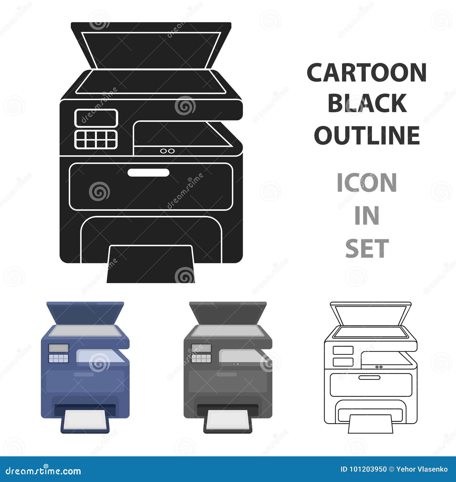 Multi-function Printer in Cartoon Style Isolated on White Background ...