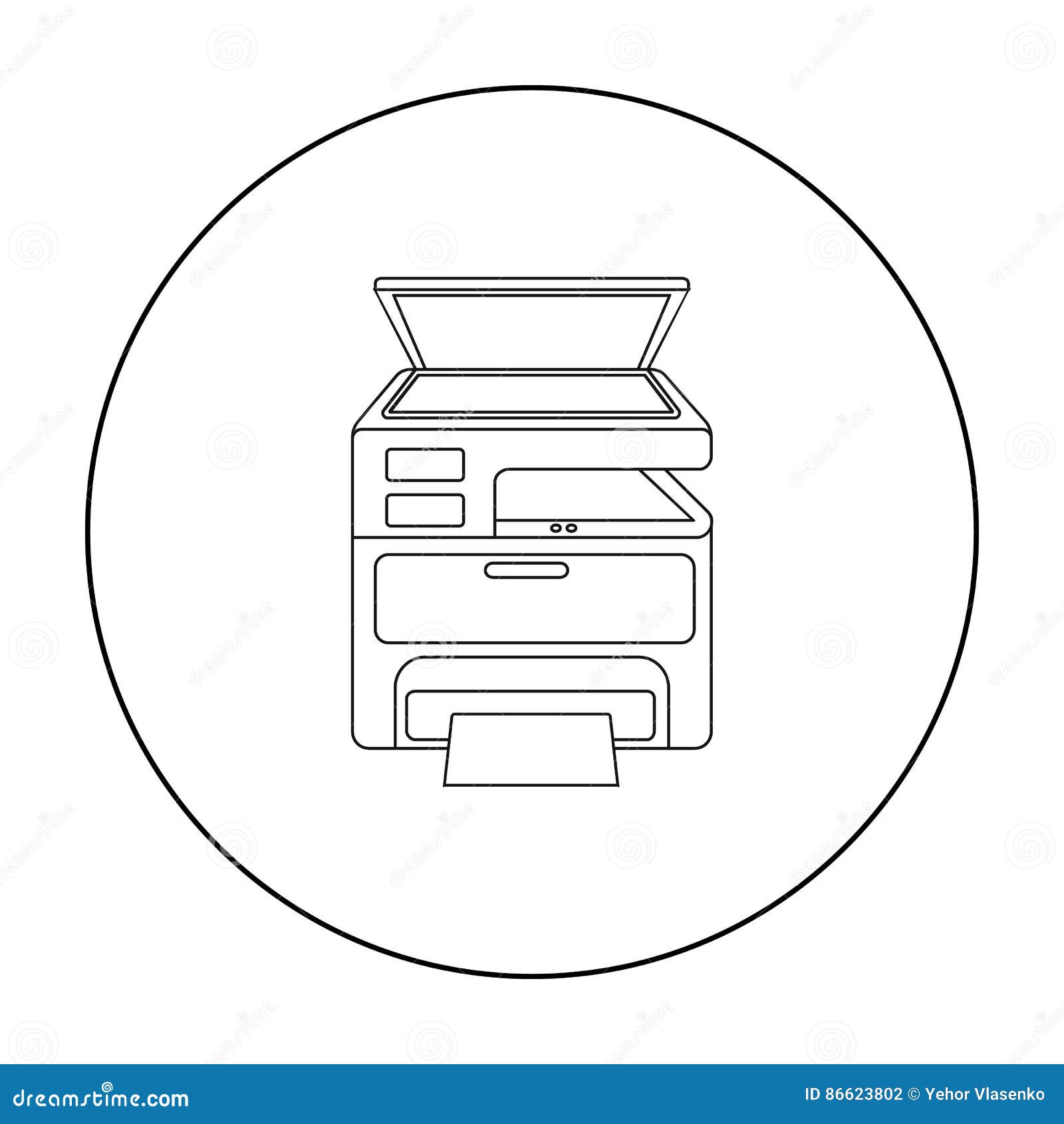 Multi-function Printer in Outline Style Isolated on White Background ...