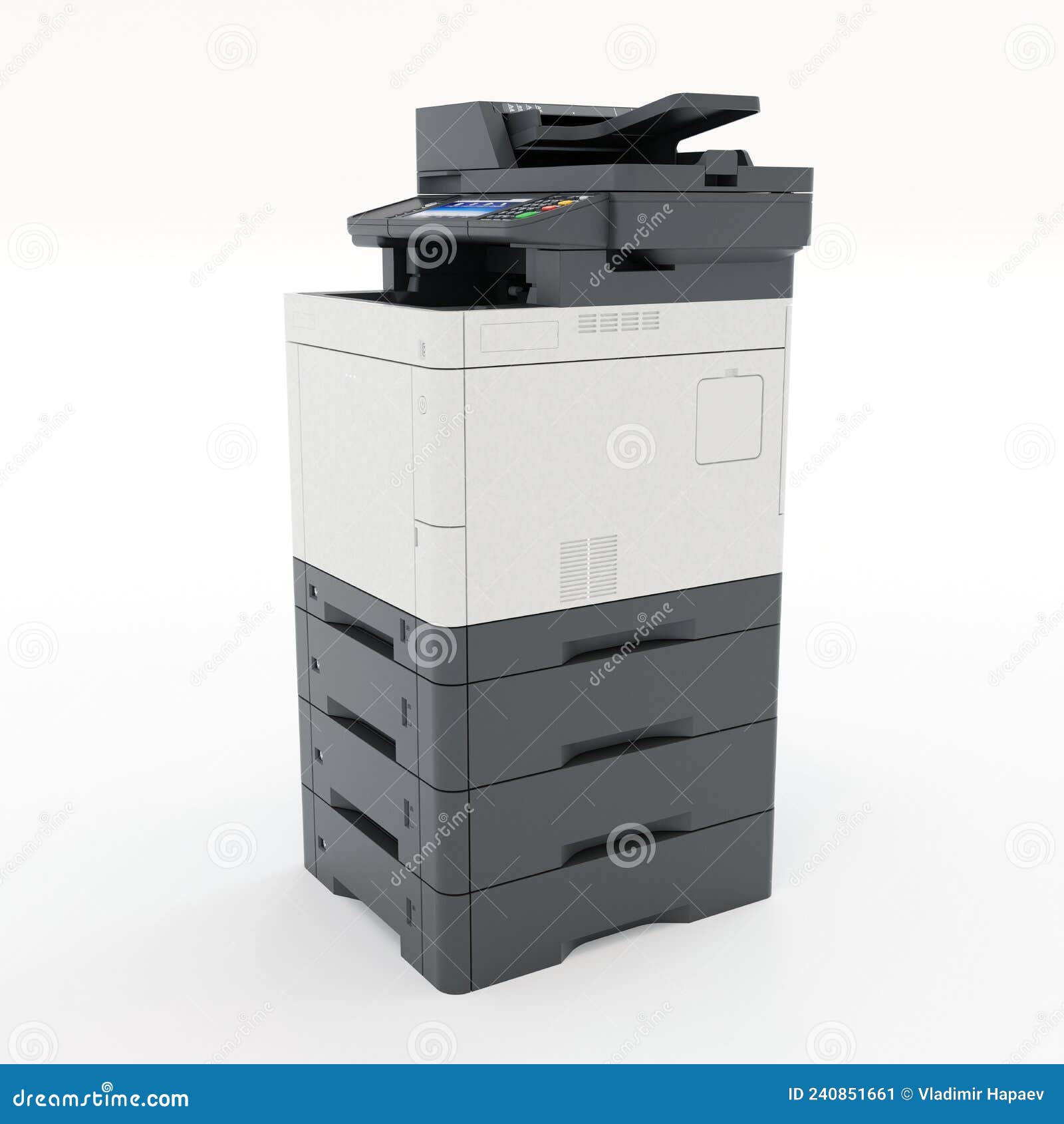 Multi-function Printer Scanner. Isolated Office Professional Technology. 3D Illustration. Stock ...