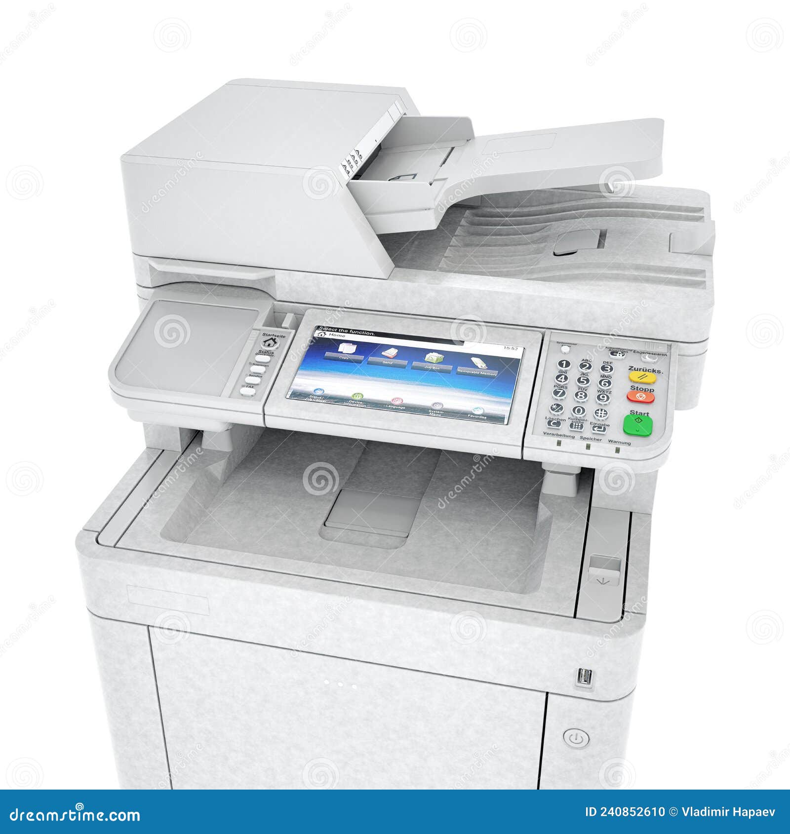 Multi-function Printer Scanner. Isolated Office Professional Technology. 3D Illustration. Stock ...