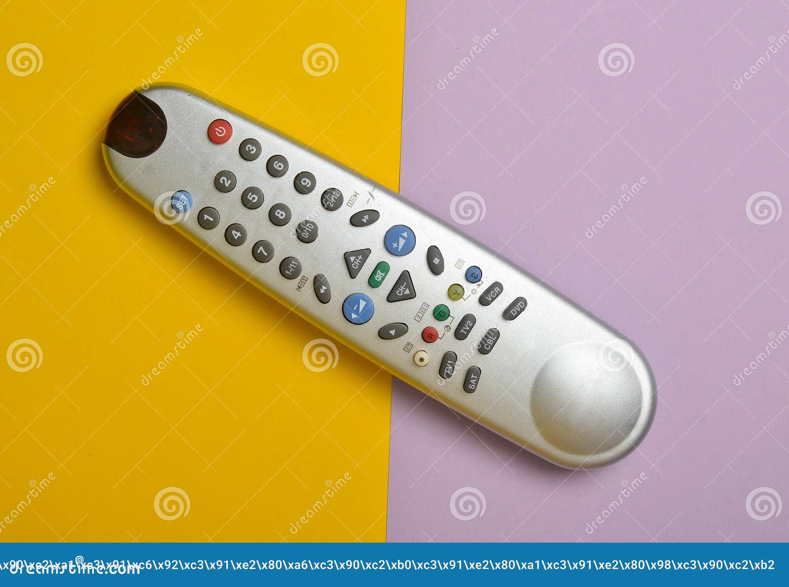 Multi-function Push-button TV Remote Control on a Colored Pastel ...