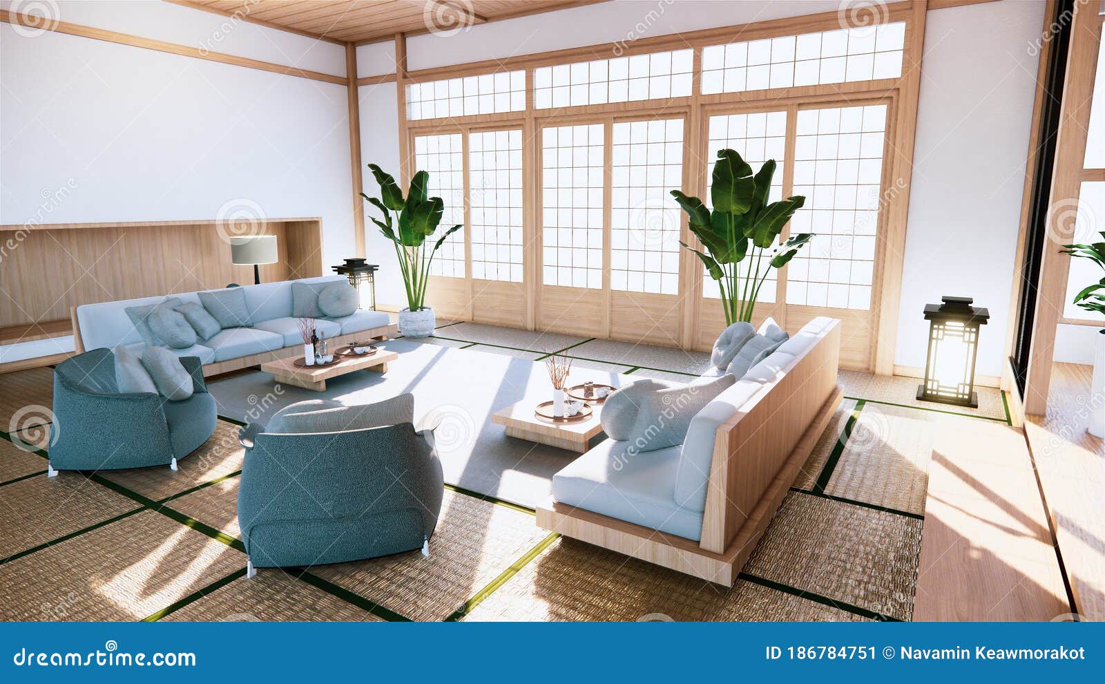 Multi Function Room Ideas, Japanese Room Interior Design.3D Rendering ...