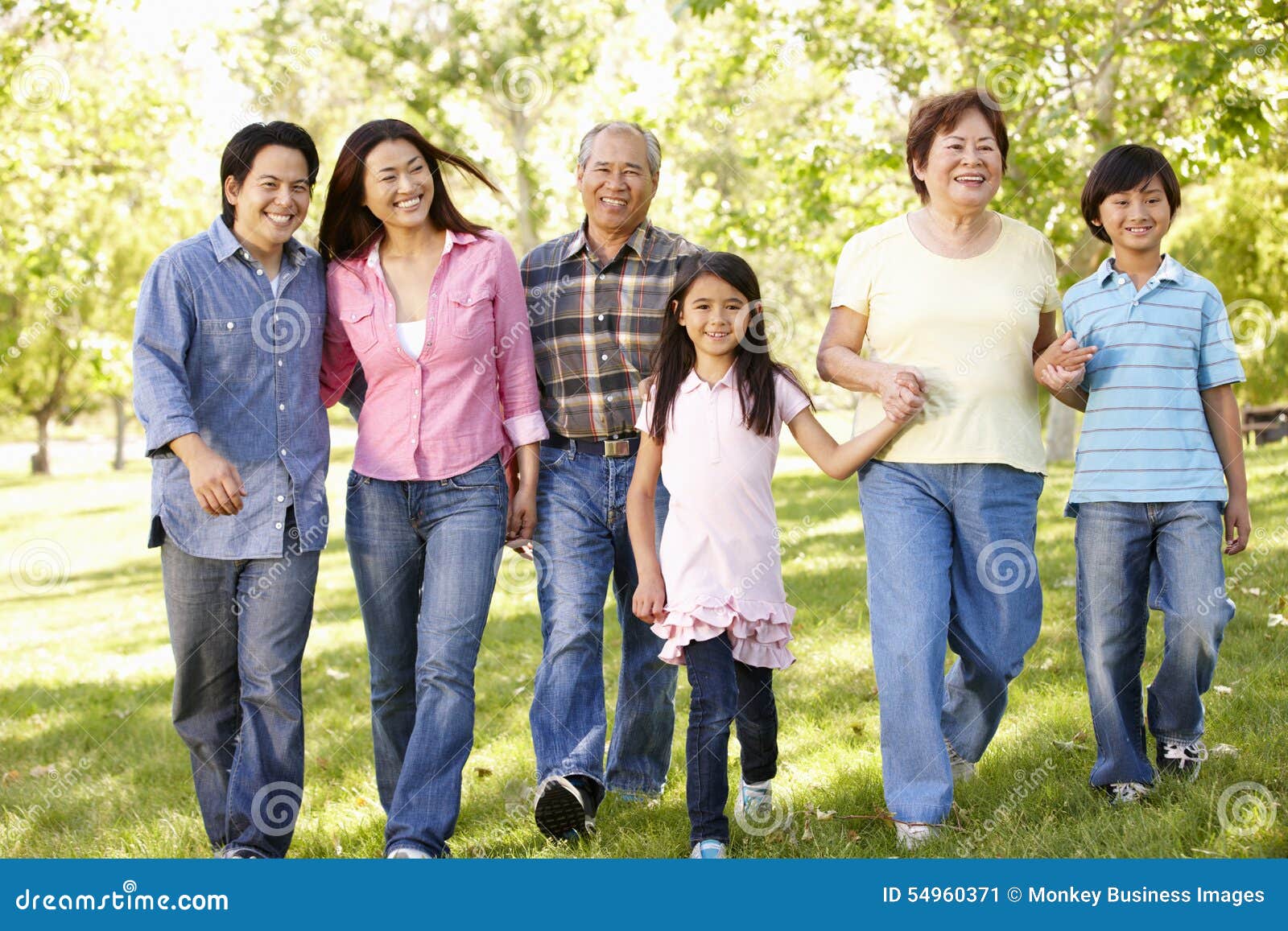 Multi-generation Asian Family Walking in Park Stock Image - Image of ...