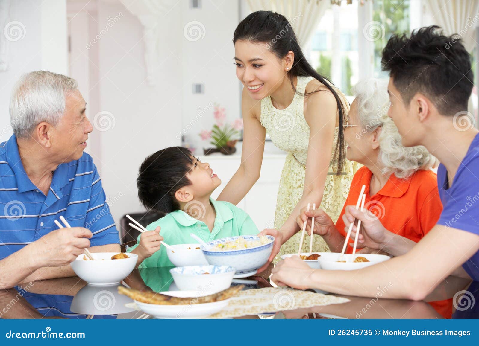 Multi-Generation Chinese Family Eating Meal Stock Photo - Image of ...