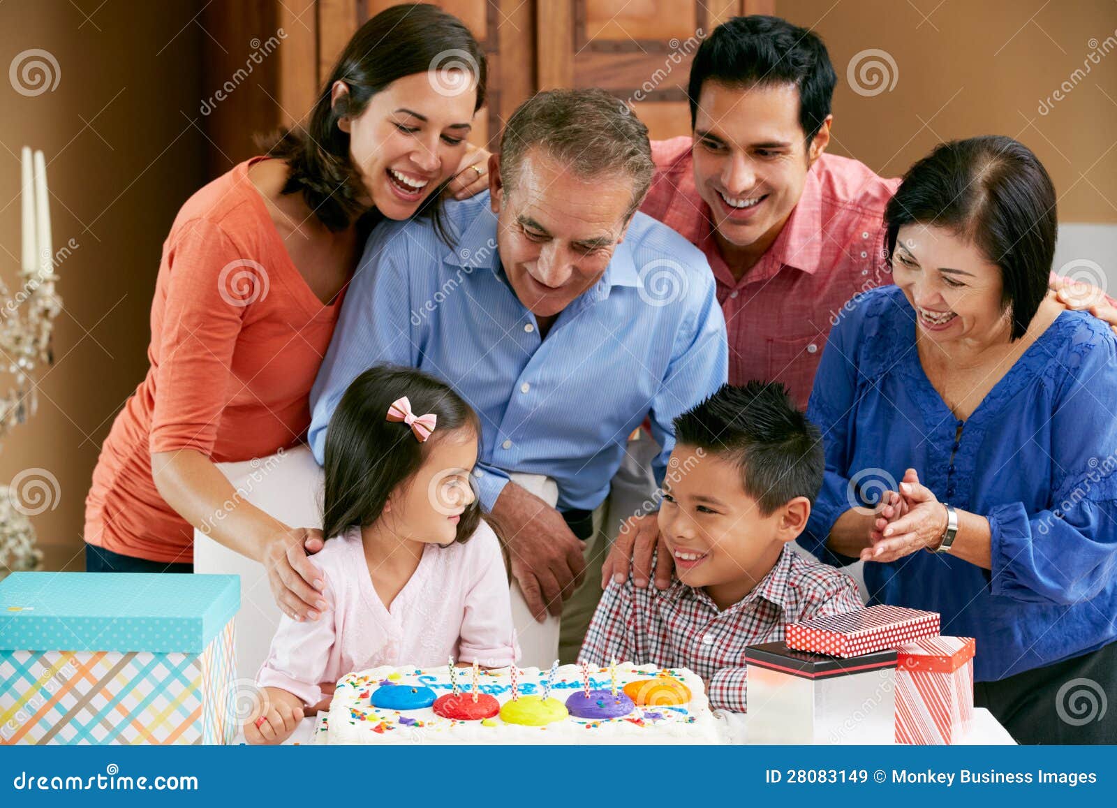 Multi Generation Family Celebrating Birthday Stock Image - Image of ...