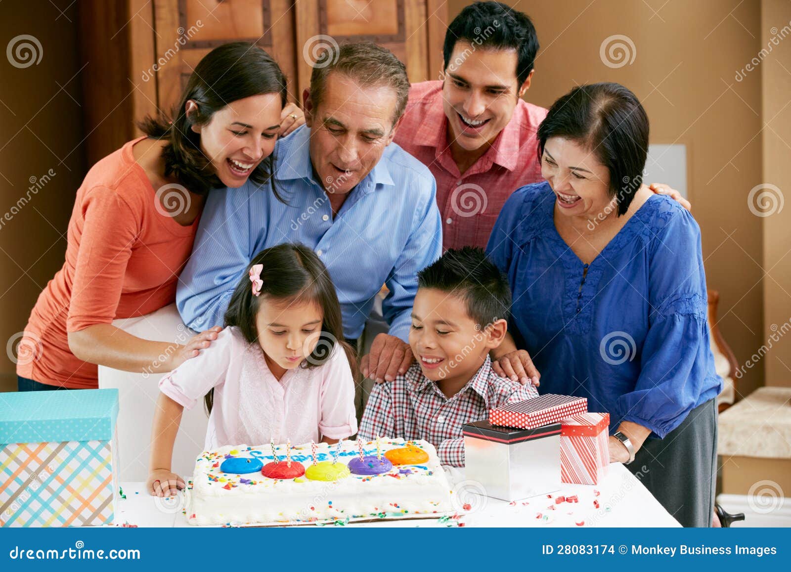 Multi Generation Family Celebrating Birthday Stock Photo - Image of ...
