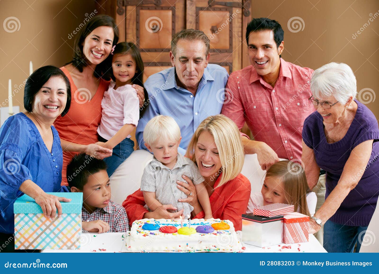 Multi Generation Family Celebrating Birthday Stock Image - Image of ...