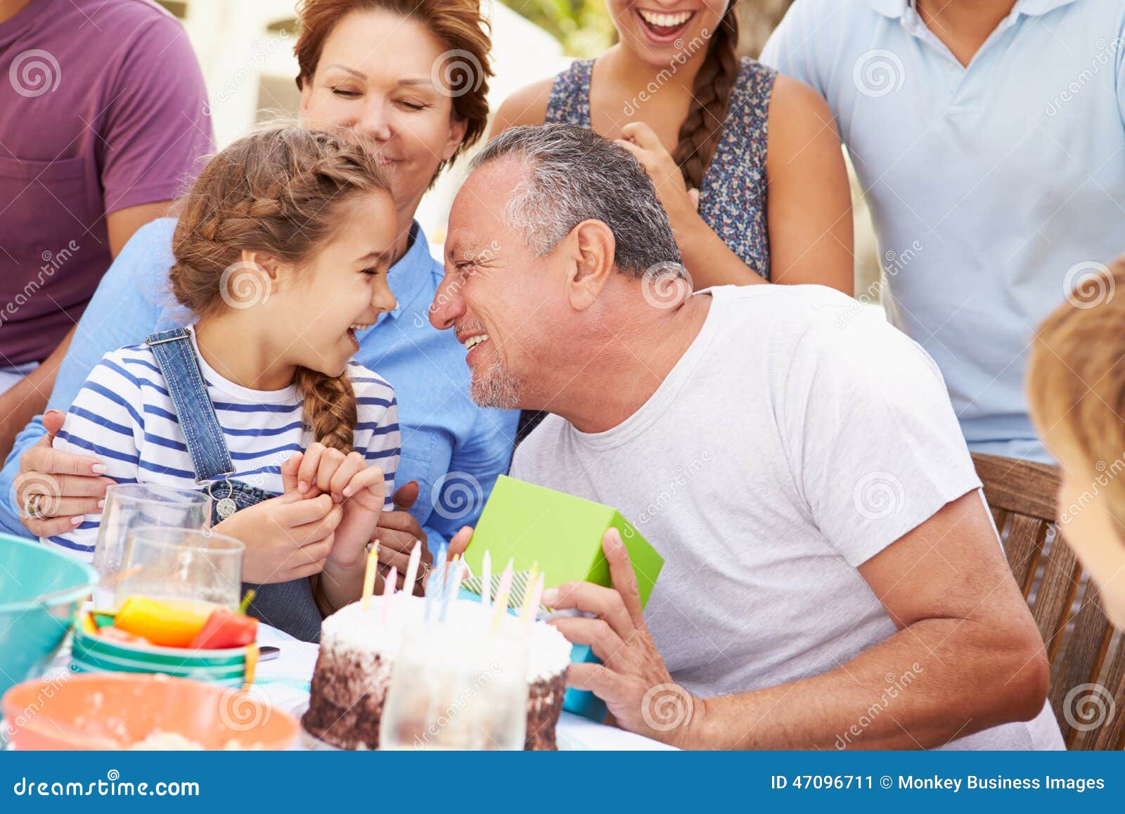Multi Generation Family Celebrating Birthday in Garden Stock Image ...
