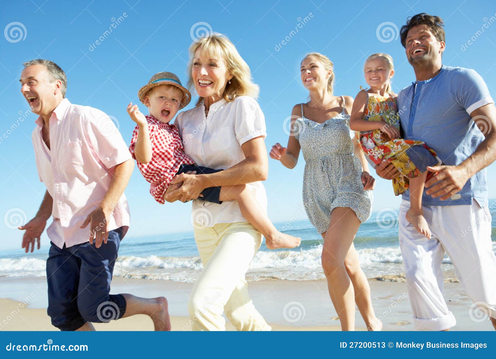 Multi Generation Family Enjoying Beach Holiday Stock Image - Image of ...