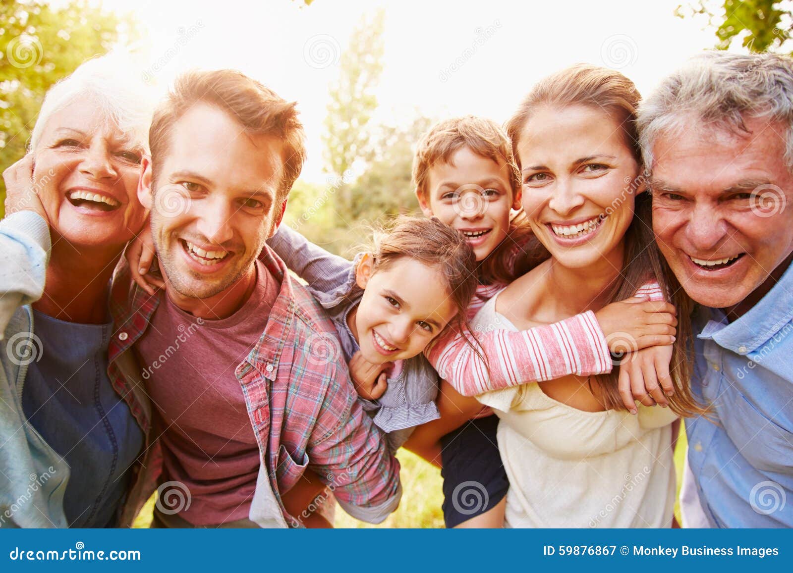 Multi-generation Family Having Fun Together Outdoors Stock Image ...