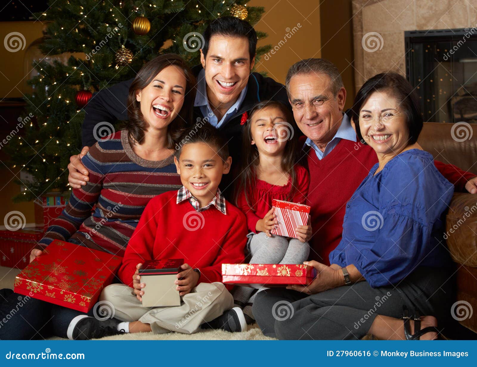 Multi Generation Family Opening Christmas Presents Stock Photo - Image ...