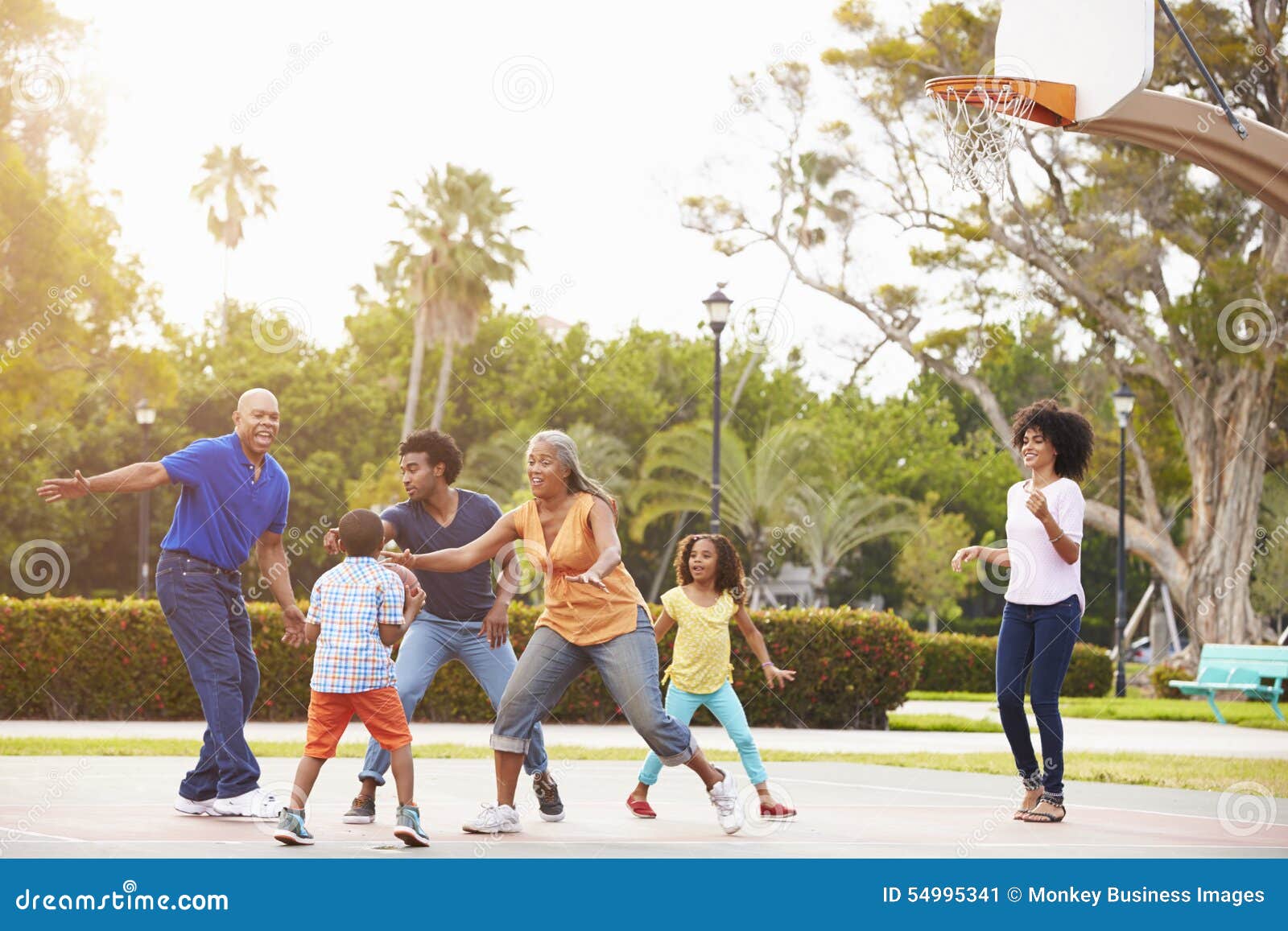 Multi Generation Family Playing Basketball Together Stock Image - Image ...