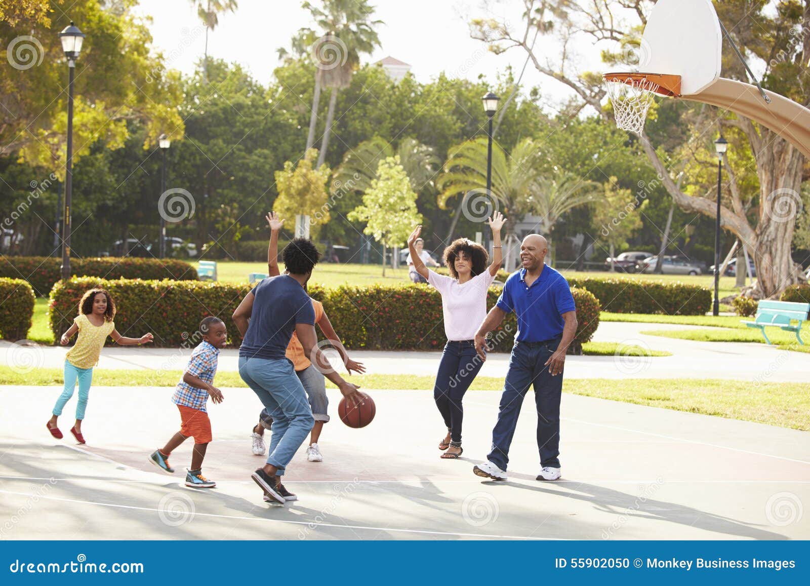 Multi Generation Family Playing Basketball Together Stock Photo - Image ...
