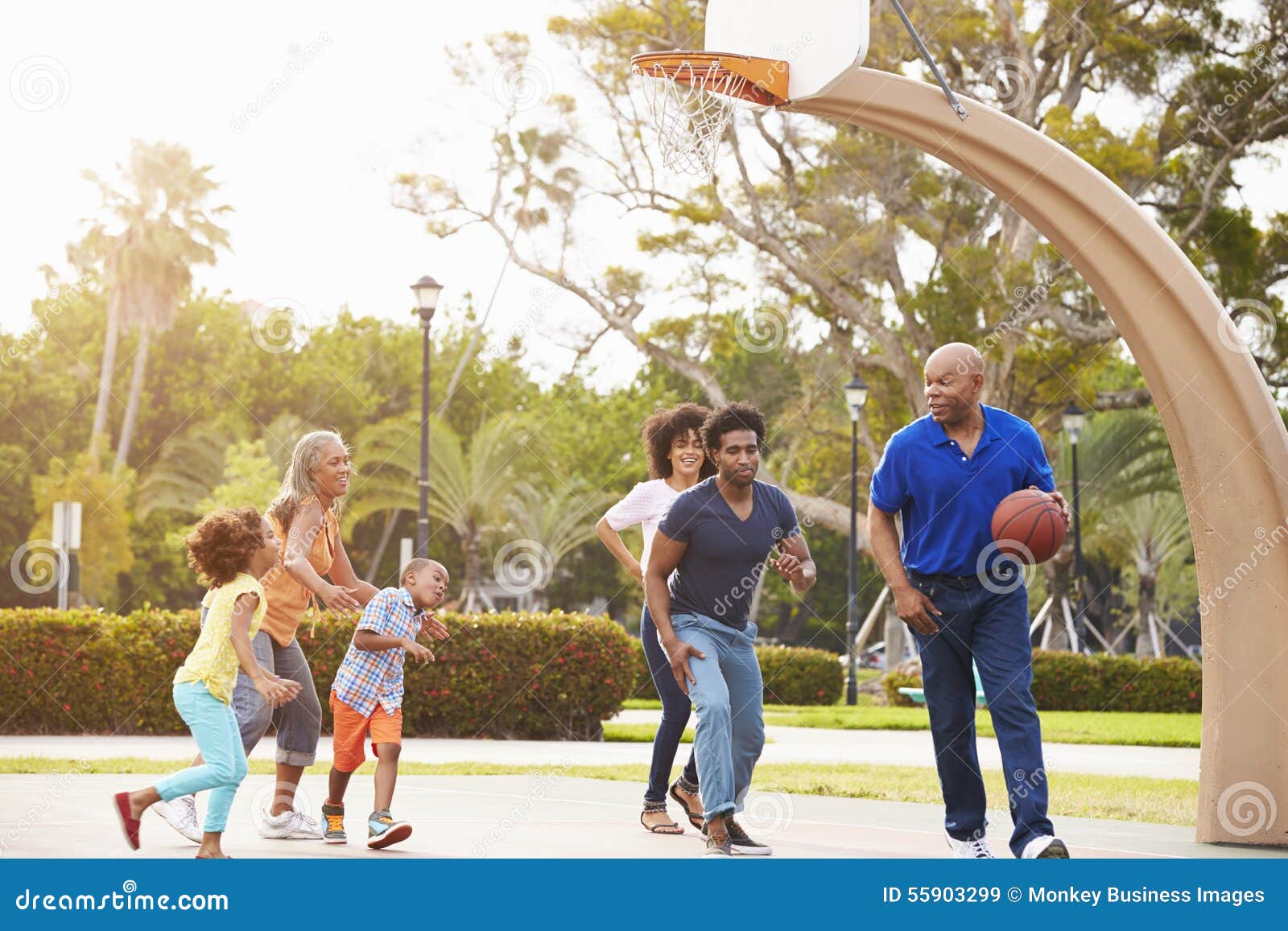 Multi Generation Family Playing Basketball Together Stock Image - Image ...