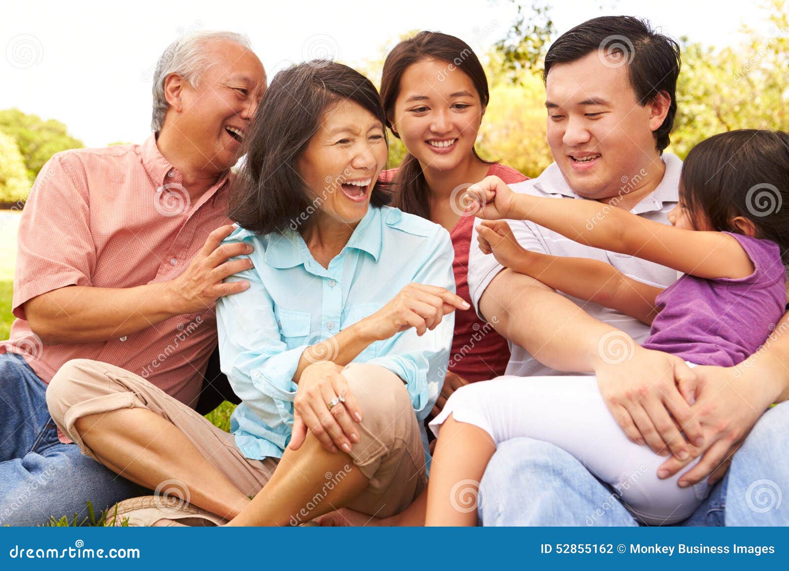 Multi Generation Family Playing Game in Park Together Stock Photo ...
