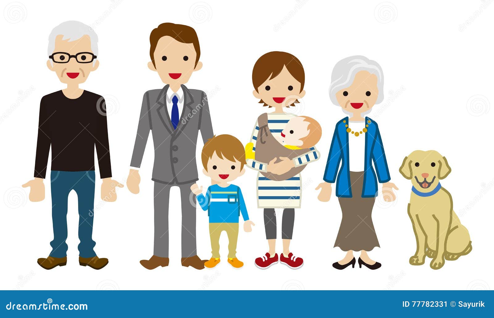 Multi-Generation Family stock vector. Illustration of labrador - 77782331