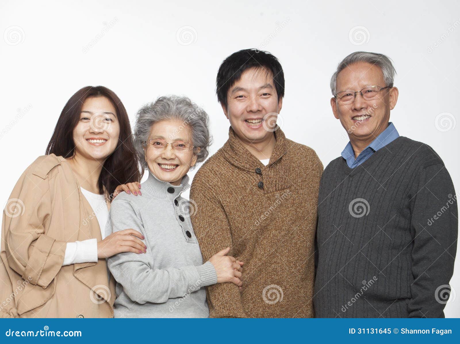Multi Generation Happy Family Portrait, Studio Shot Stock Image - Image ...