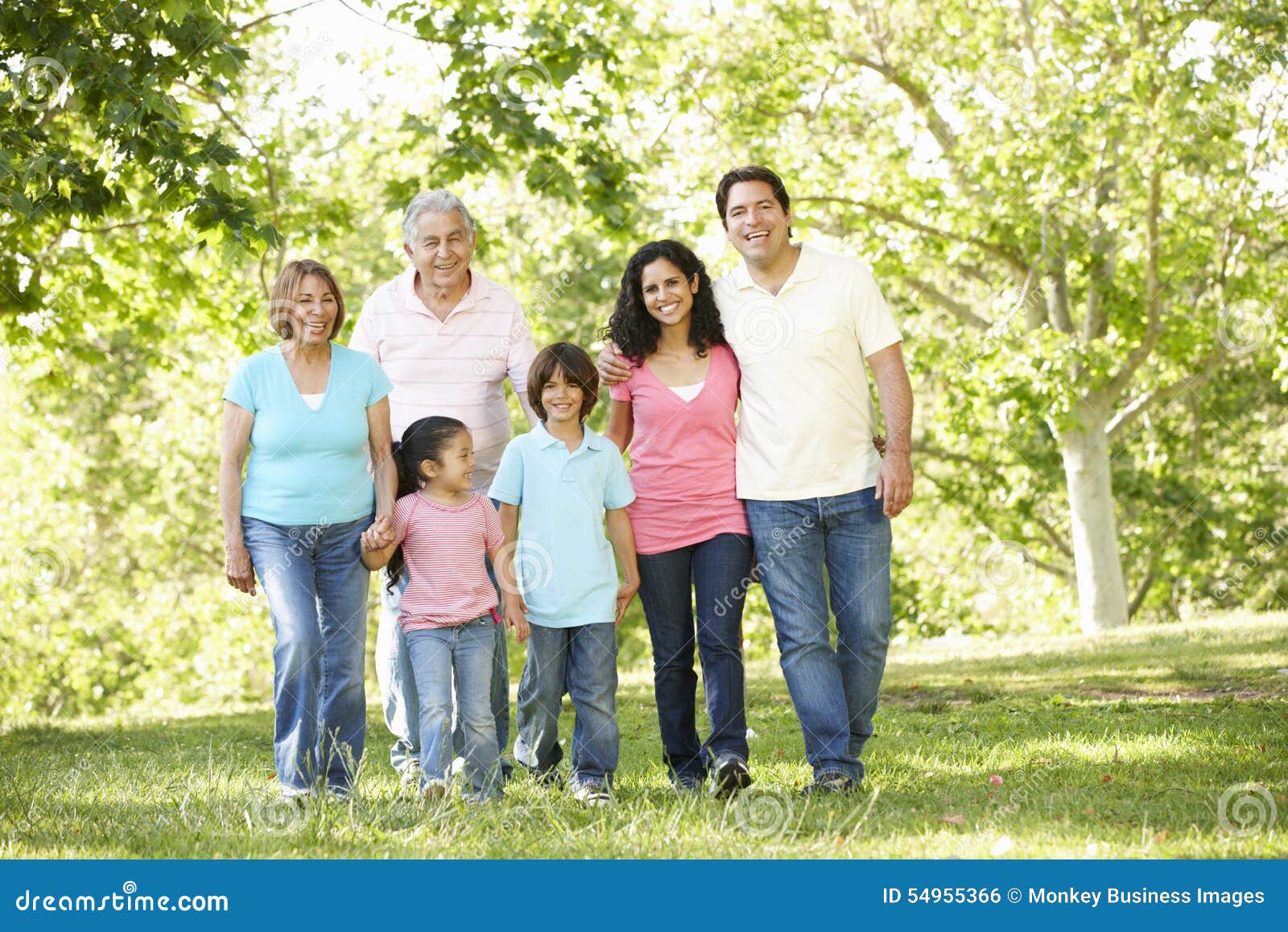 Multi Generation Hispanic Family Walking in Park Stock Photo - Image of ...