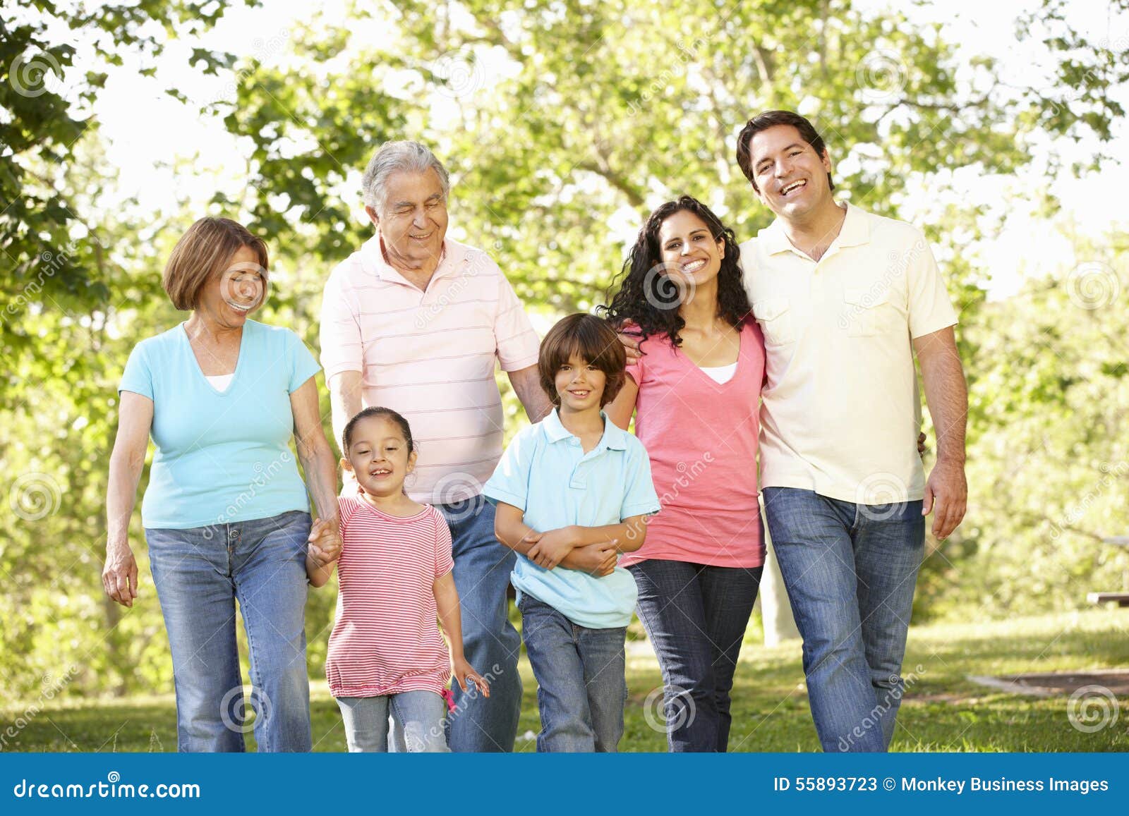 Multi Generation Hispanic Family Walking in Park Stock Image - Image of ...