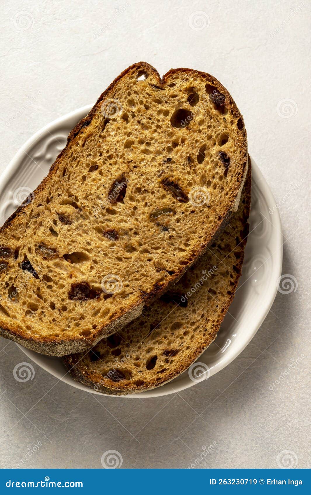 Multi Grain Bread Slices with Fruits. Top View Stock Image - Image of ...