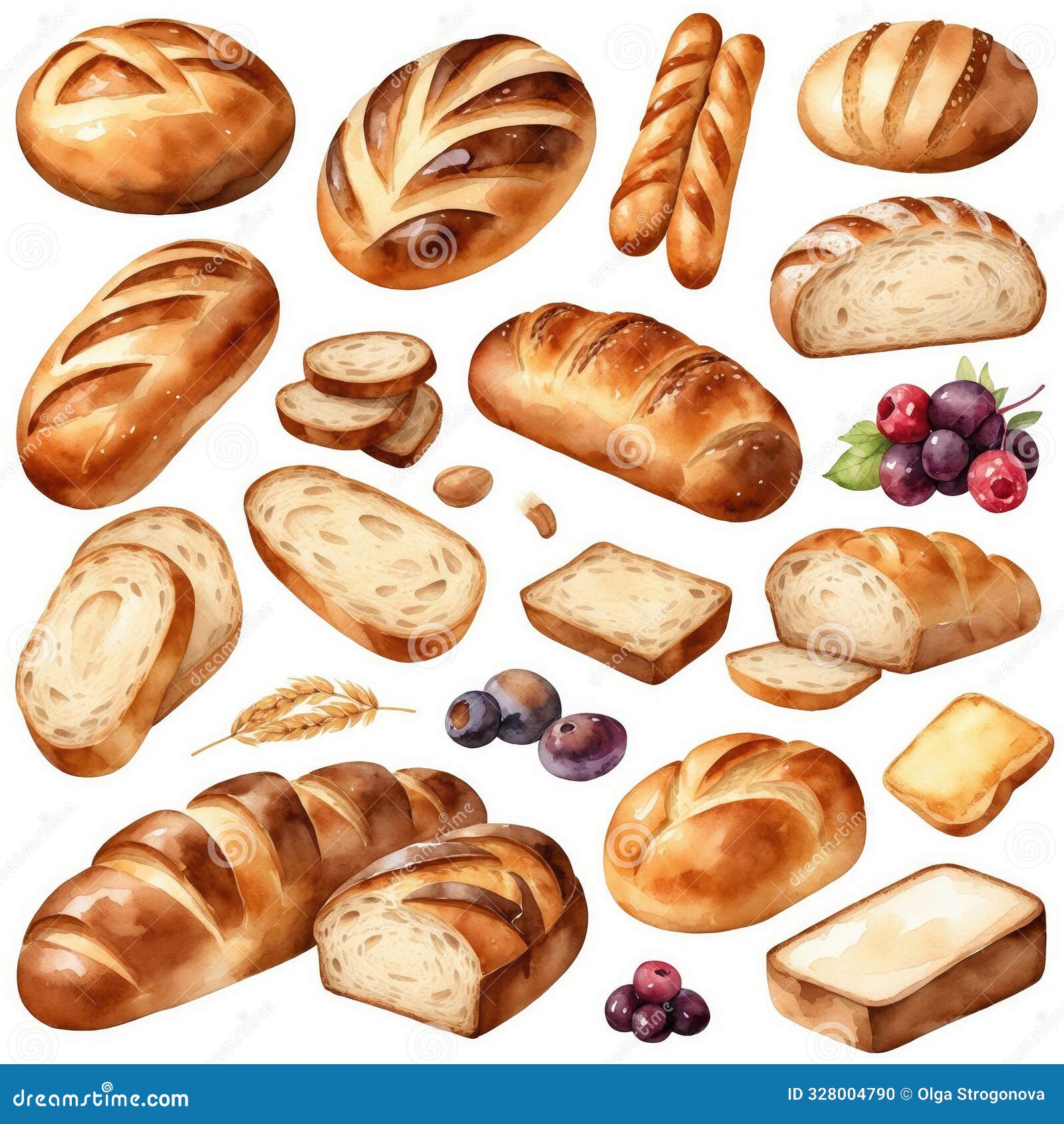 Multi Grain Bread Watercolor Illustration Stock Photo - Image of cereal ...