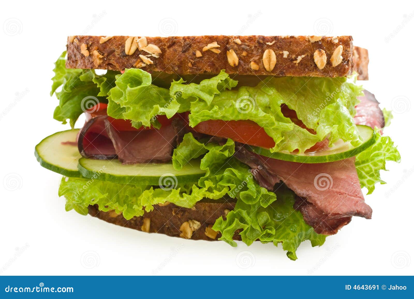 Multi-grain Roast Beef Sandwich Isolated on White Stock Image - Image ...