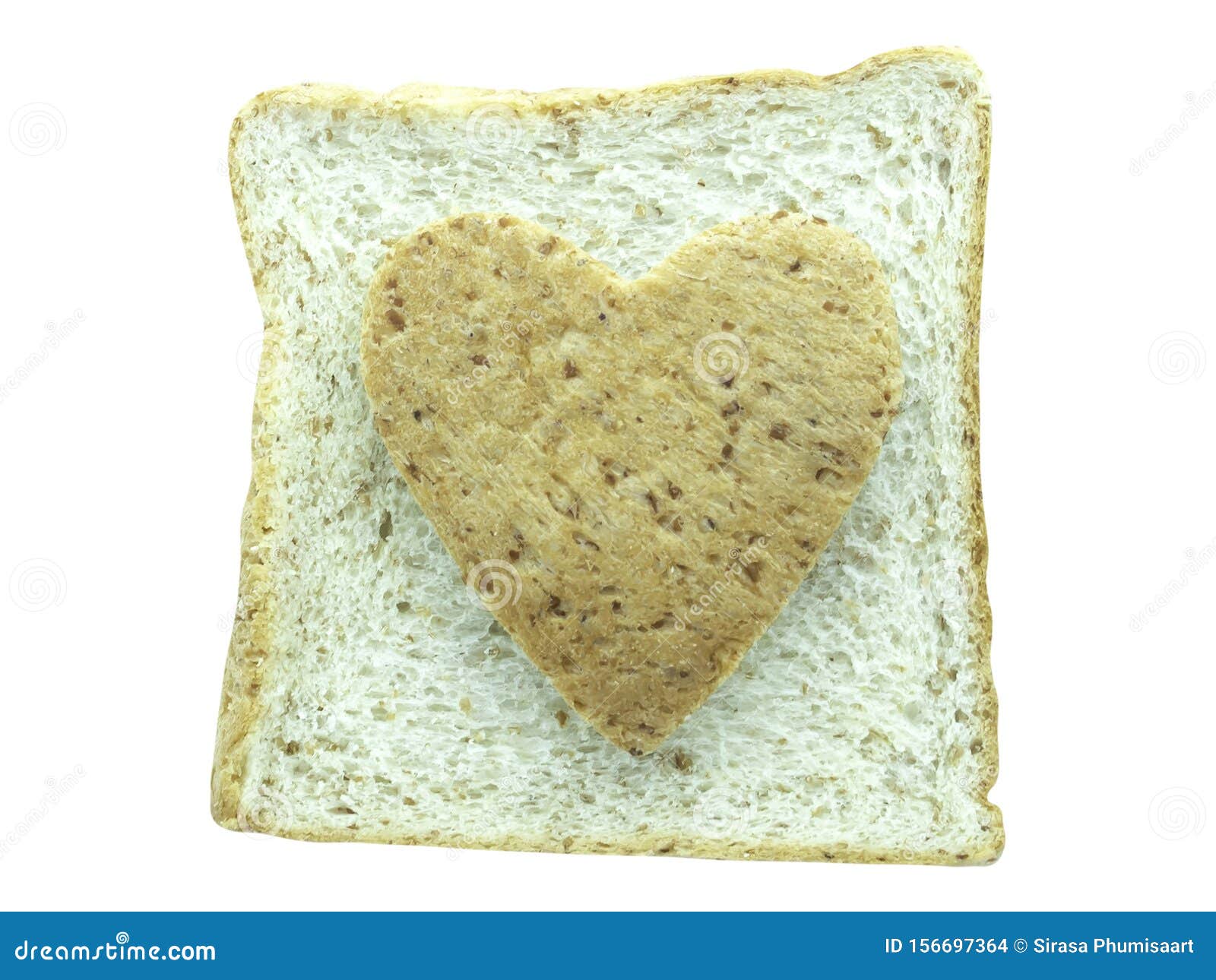 Multi Grain Sesame Bread, Heart Shaped Bread Isolated on White ...