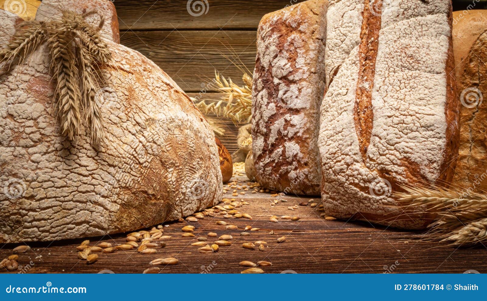 Multi Grains in the Bag and Loaves of Bread Stock Photo - Image of ...
