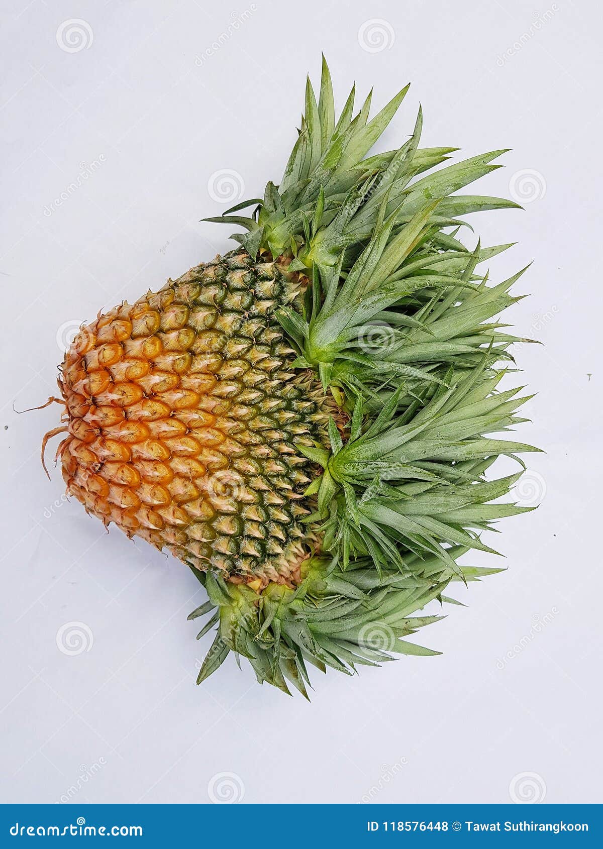 Strange Pineapple on White Paper Isolate Top View Stock Photo - Image ...