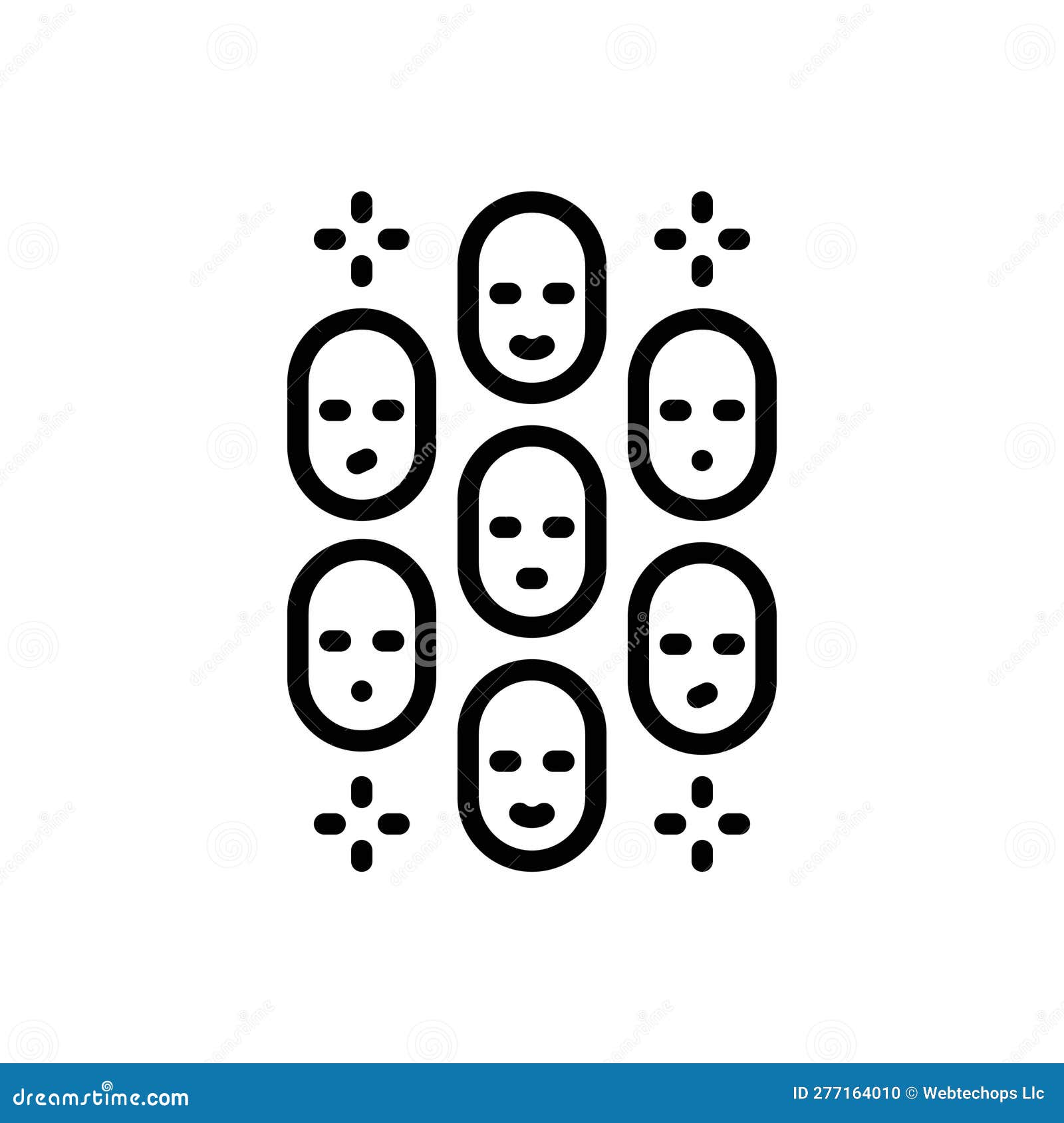 Black Line Icon for Multi, Face and Human Stock Vector - Illustration ...