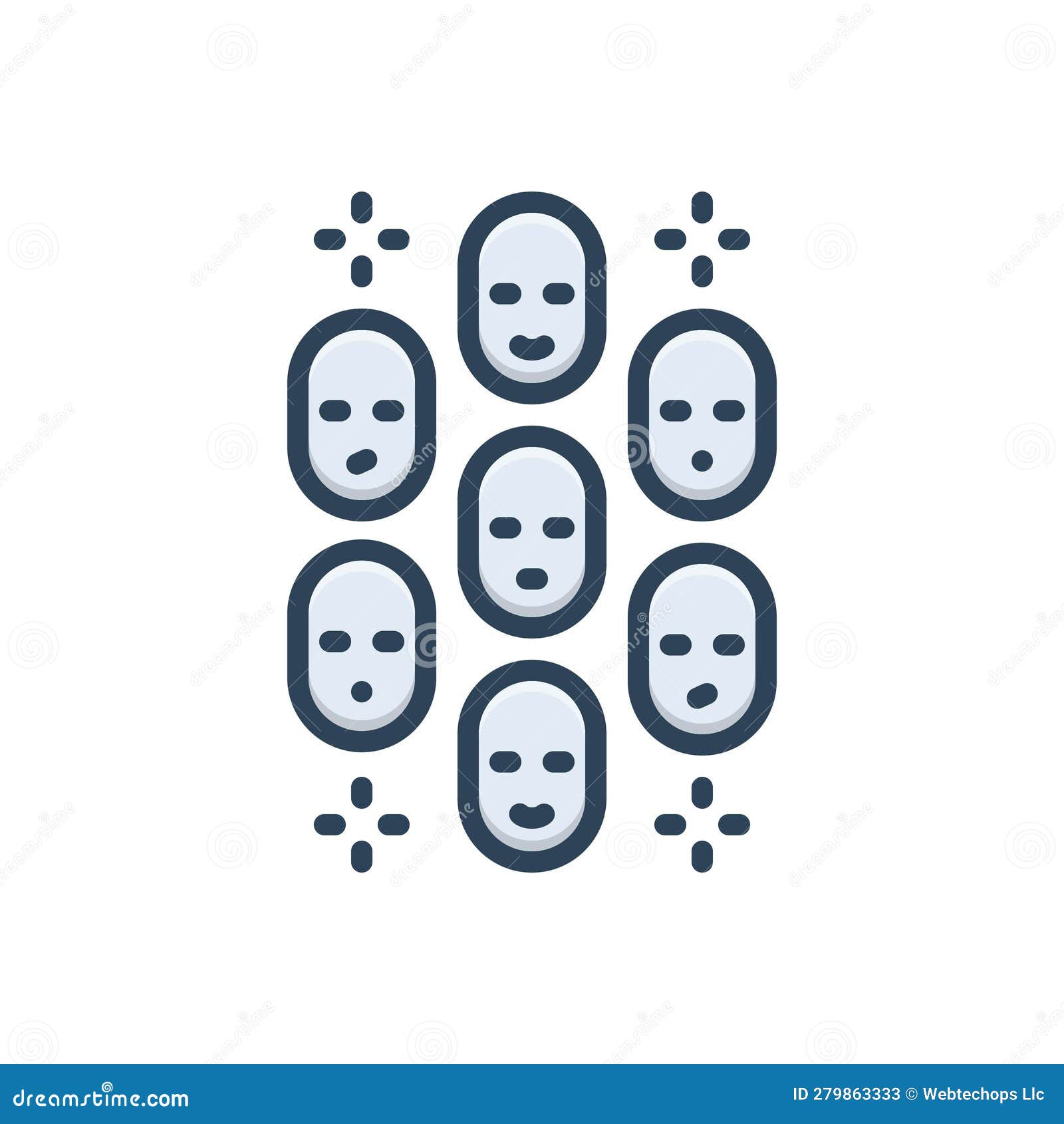 Color Illustration Icon for Multi, Face and Human Stock Illustration ...