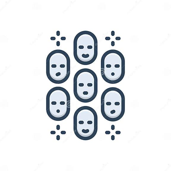Color Illustration Icon for Multi, Face and Human Stock Illustration ...