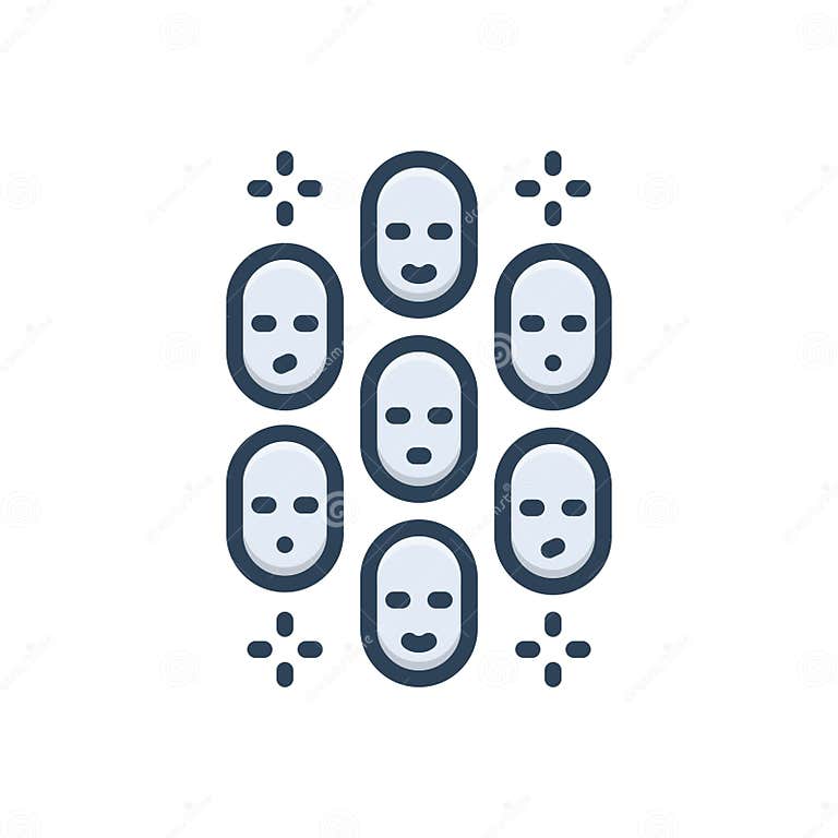 Color Illustration Icon for Multi, Face and Human Stock Illustration ...