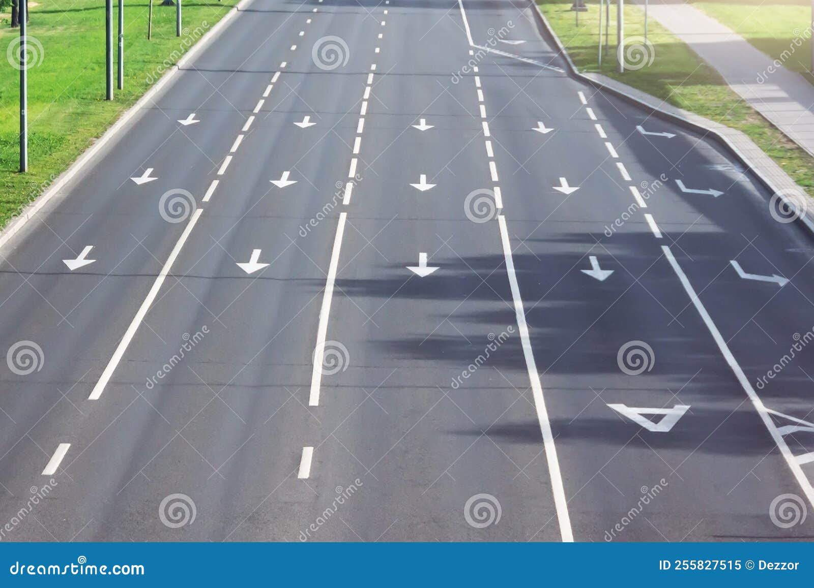 Multi-lane Highway with a Dedicated Line for Buses Stock Image - Image ...