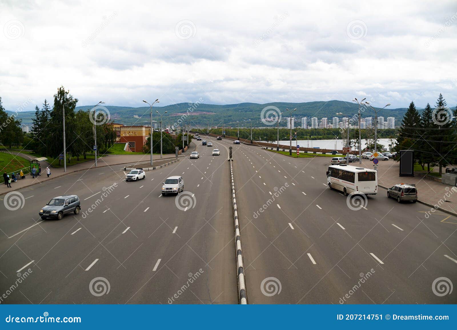 Multi Lane Road with a Concrete Lane Divider. Editorial Photo - Image ...