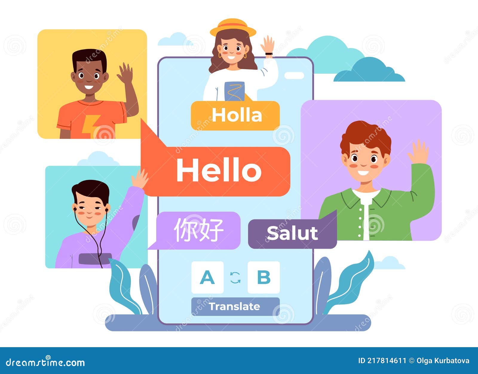 Multi Language Translator. Smartphone Chat App, International ...