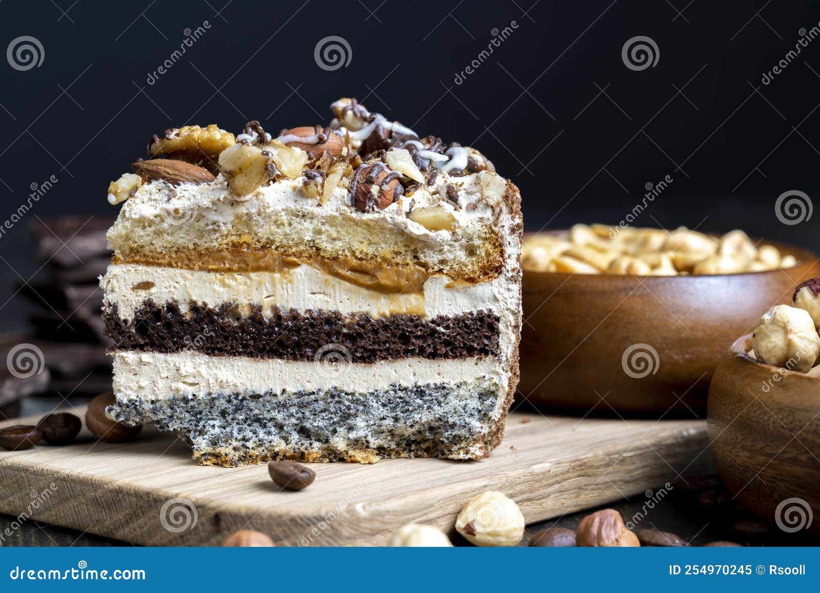 Multi-layer Cake with Different Layers, Close Up Stock Image - Image of ...
