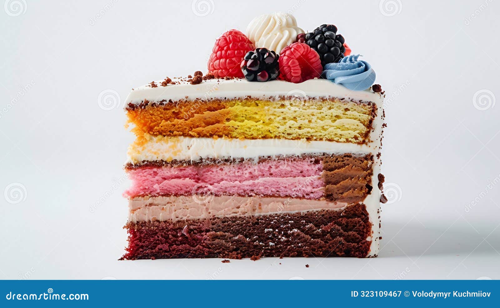 Multi-layer Multi-colored Piece of Cake with Different Textures Stock ...