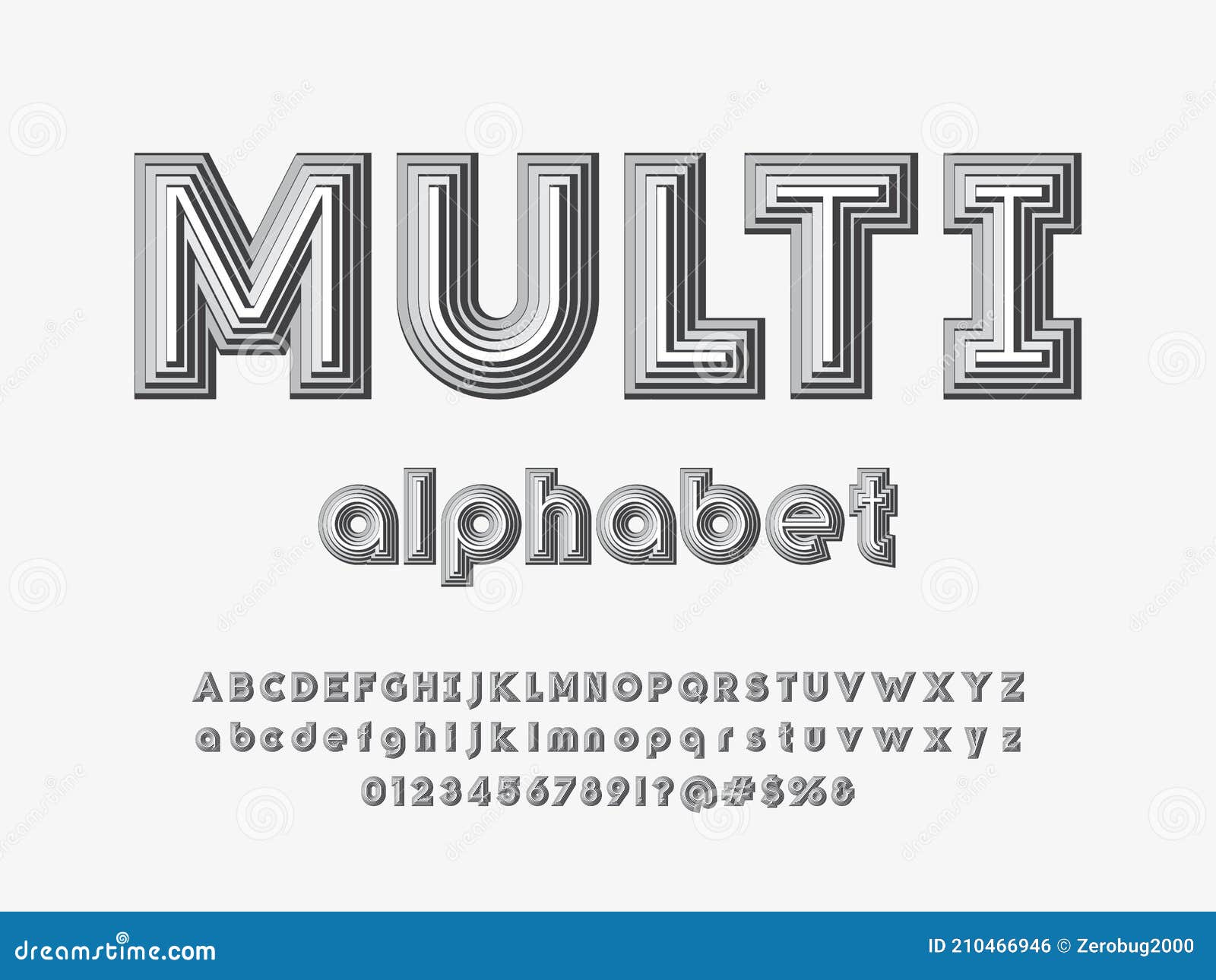 Multi layered font stock vector. Illustration of font - 210466946