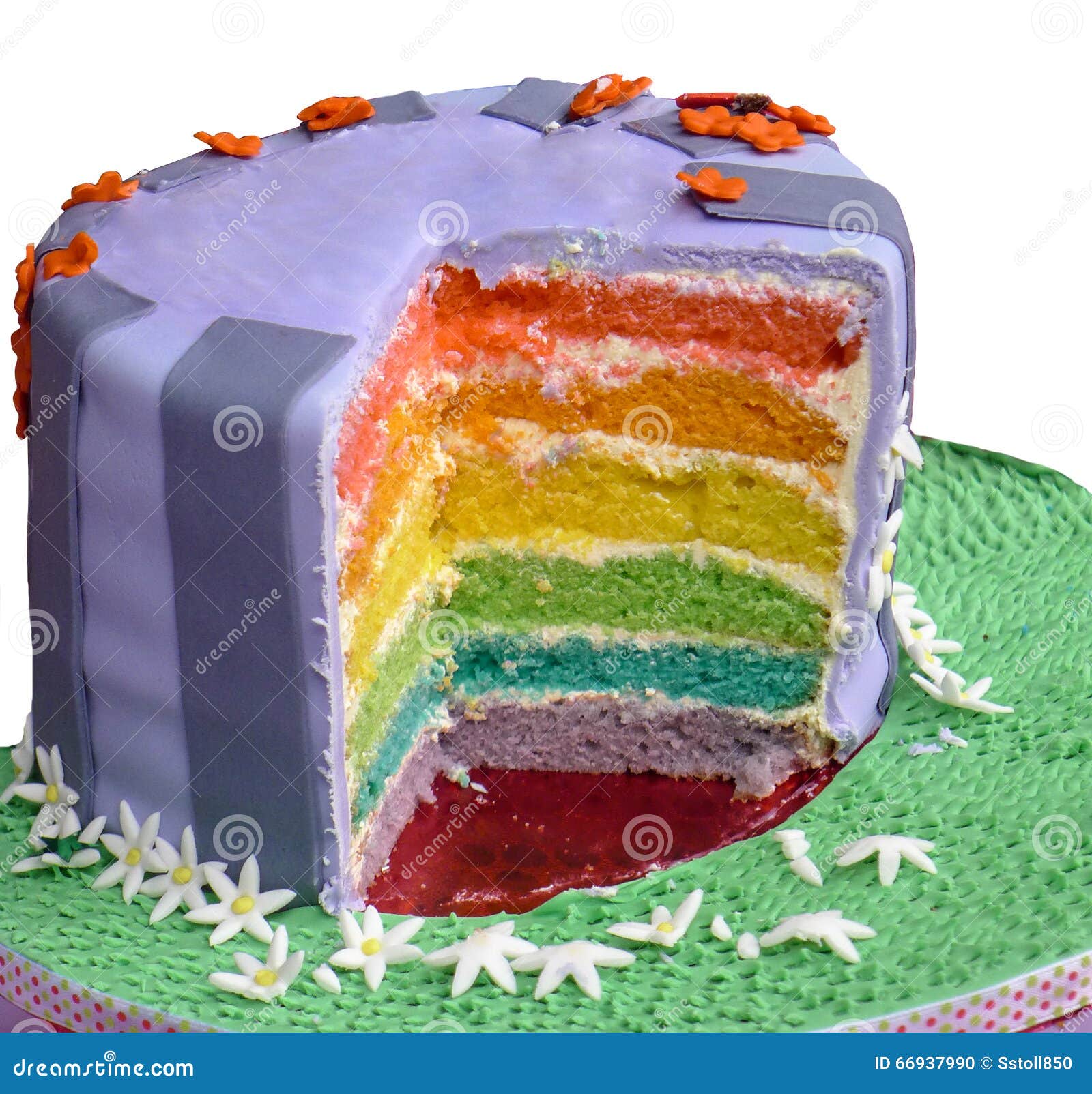 Multi layered rainbow cake stock photo. Image of colorful - 66937990